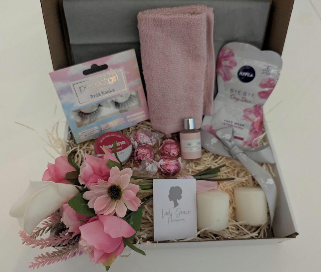 Gift Hamper Pink Spa & Lindt Silk Flowers Bouquet Hamper - Etsy