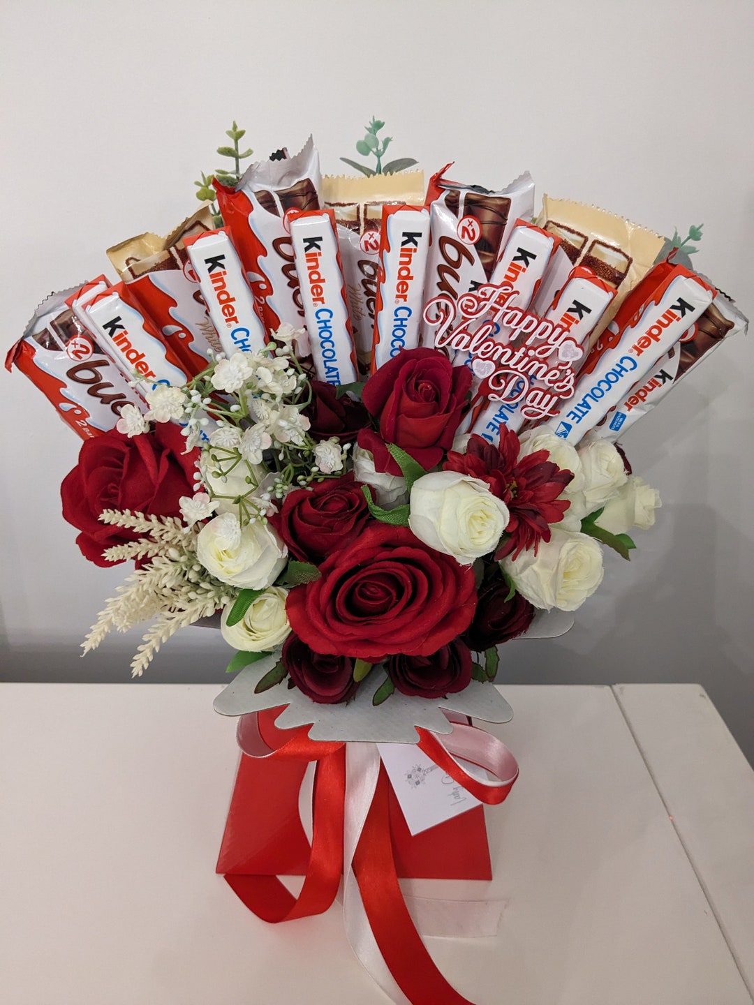 Valentines Kinder & Silk Flowers Bouquet Gift - Etsy