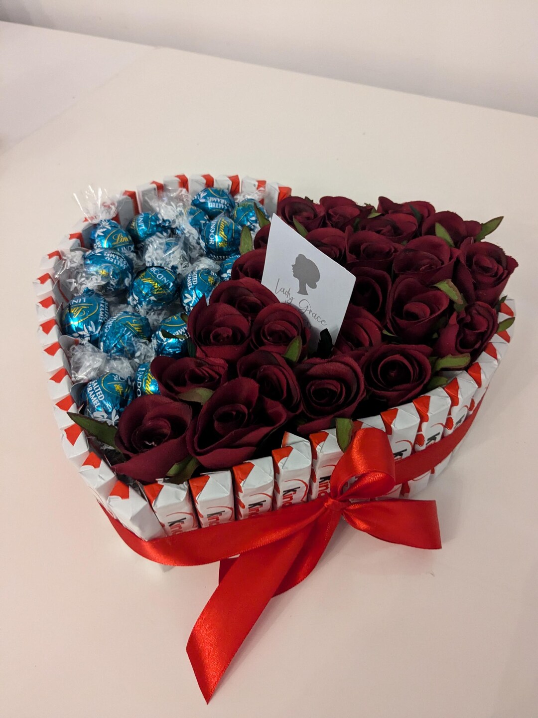 Kinder Salted Caramel Lindt Heart Stunning Silk Flowers Gift Hamper - Etsy