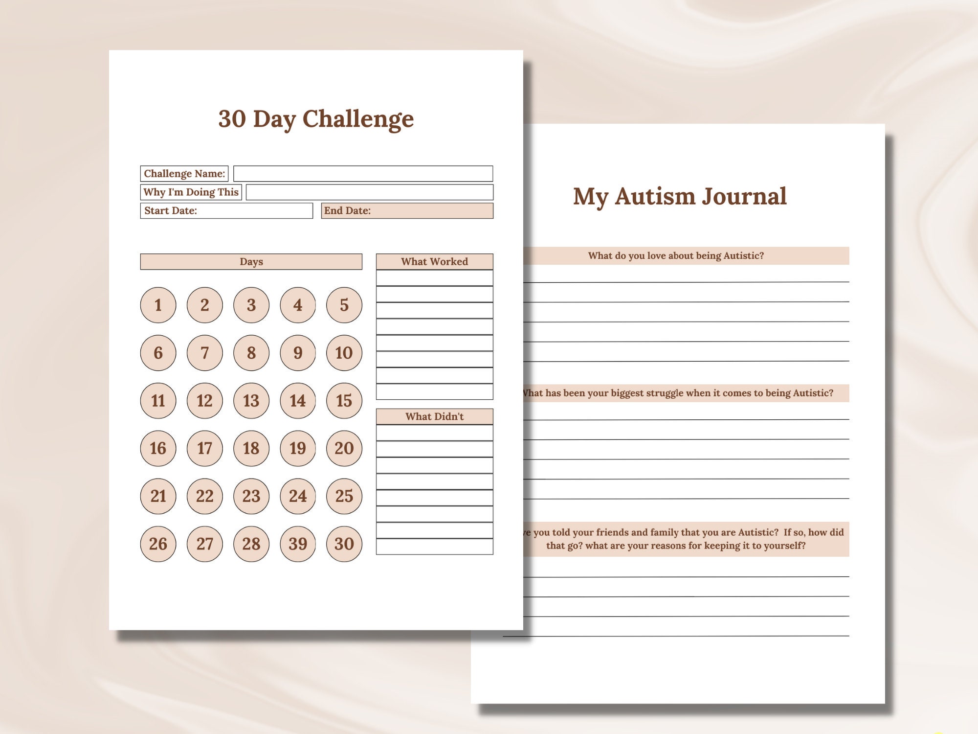 Autism Journal Printable Autism Worksheets Autistic Adult Gift Autism ...