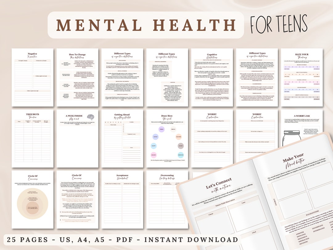 Teen Mental Health Journal, Teen Therapy Workbook, Teen Coping Skills ...