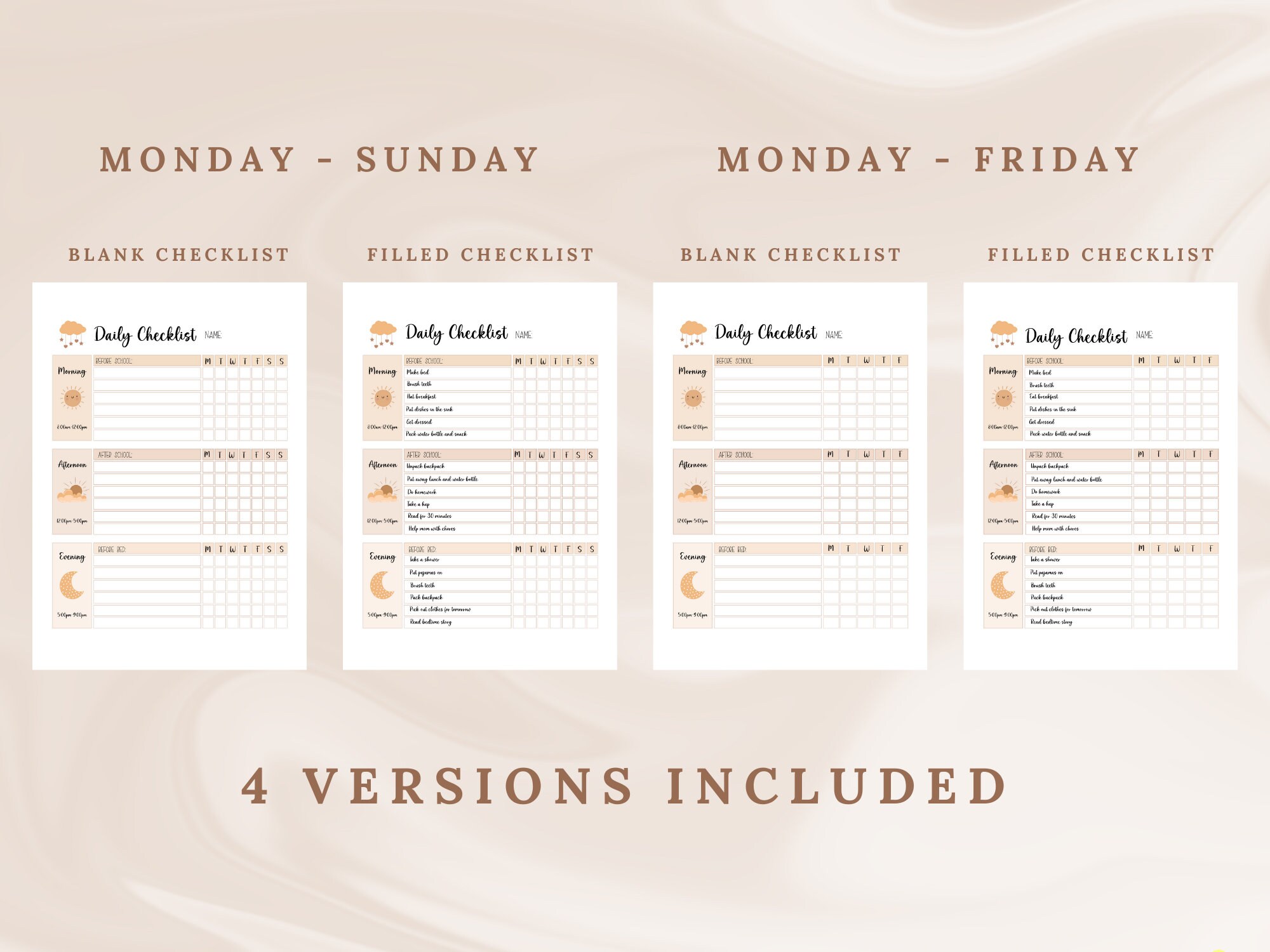 Kids Morning Routine Printable Chore Chart for Kids Printable Checklist ...