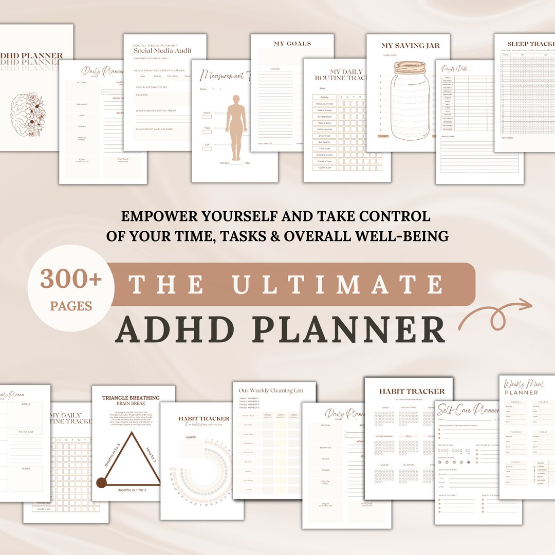 ADHD Bundle Printable ADHD Planner Digital Adhd Journal for Adults Adhd ...