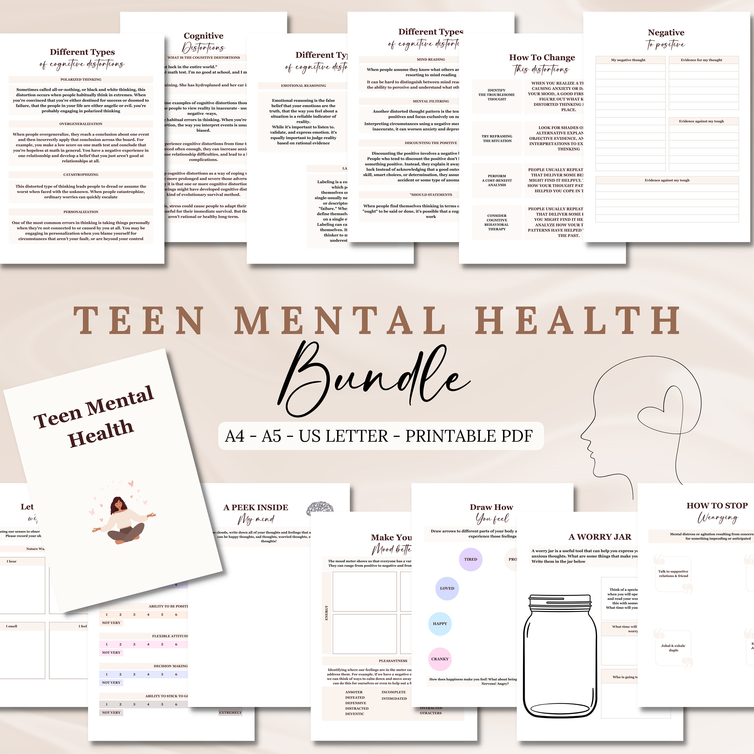 Teen Mental Health, Teen Therapy Journal, Teen Coping Skills - Etsy