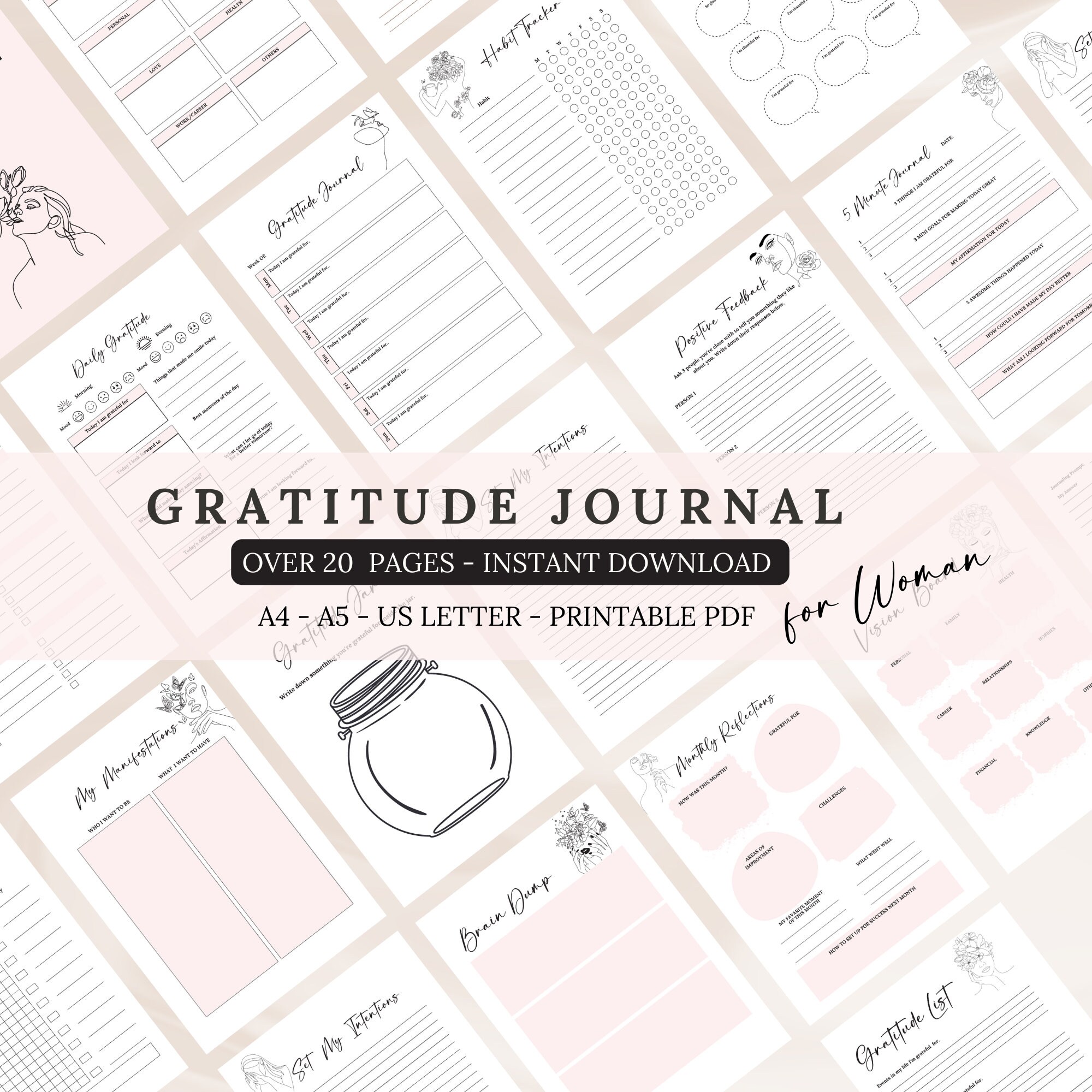 Gratitude Journal Printable Gratitude Template Self Care Planner ...