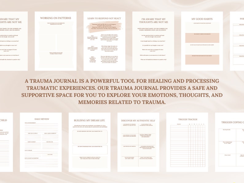 PTSD Worksheets Printable Trauma Processing Journal Workbook Dbt CBT ...