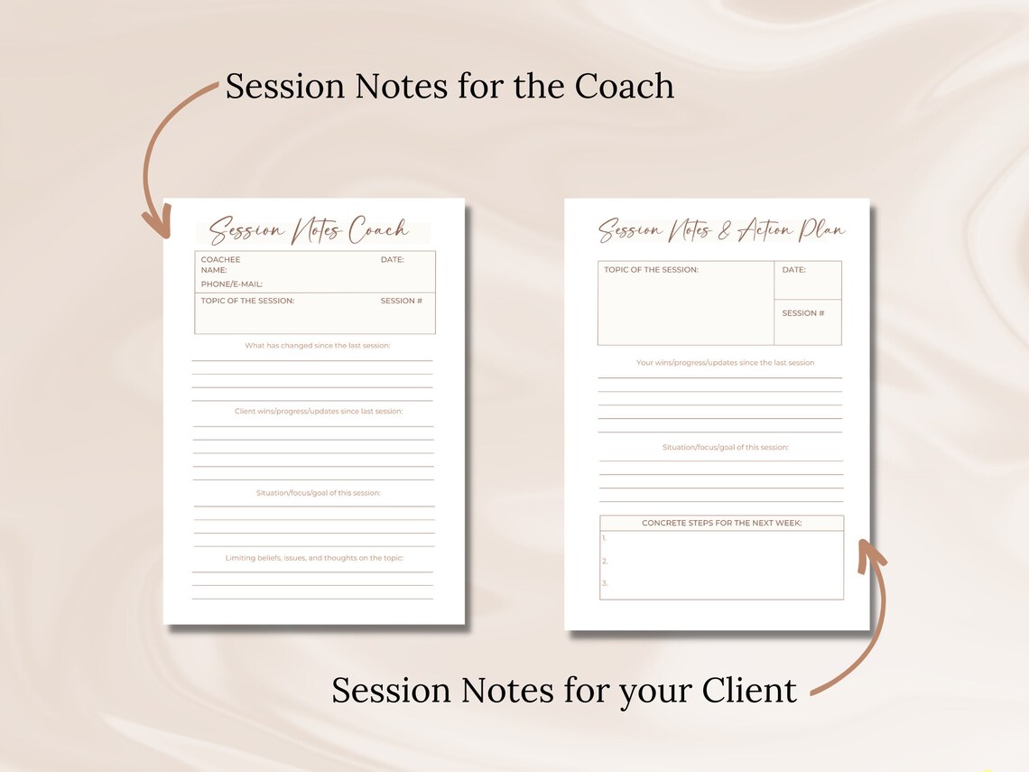 Life Coaching Worksheet Templates Client Session Note Life - Etsy