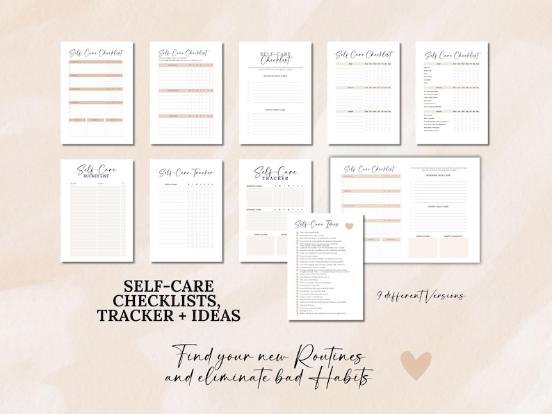 Self-care Checklist Bundle Printable, Daily, Self-care Planner, Self ...