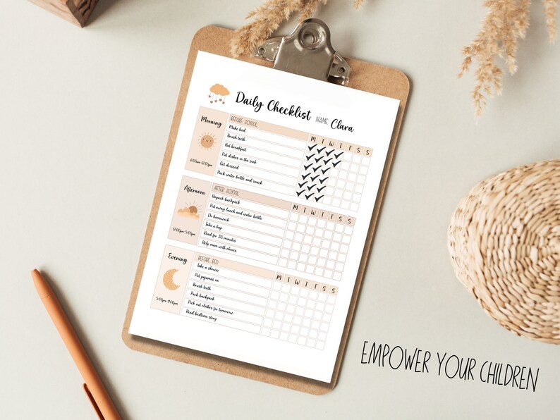 Kids Morning Routine Printable Chore Chart for Kids Printable Checklist ...