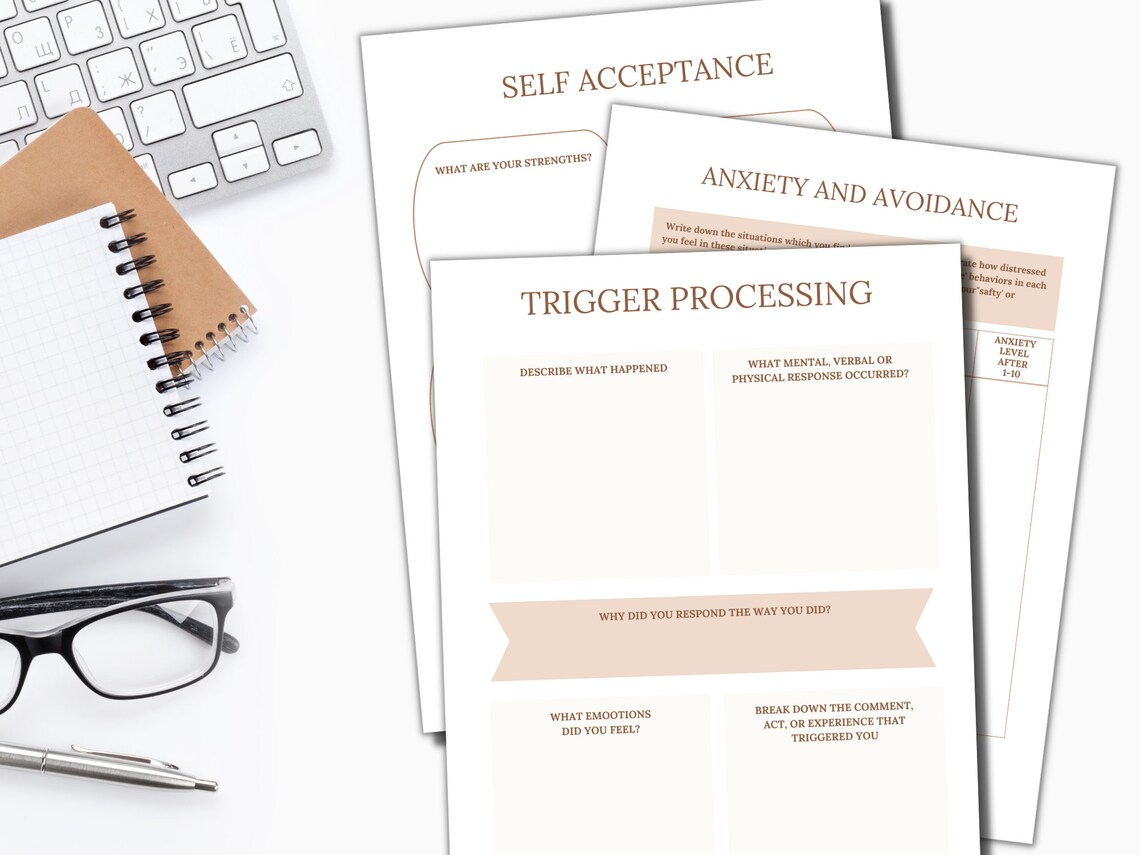 PTSD Worksheets Printable Trauma Processing Journal Workbook Dbt CBT ...