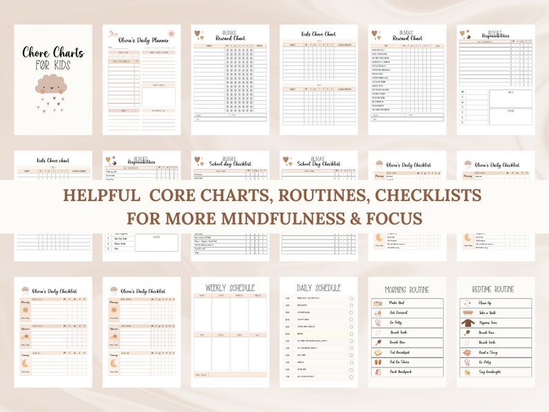 Chart for Kids Editable Kids Chore Chart Canva Multiple Kids Daily ...