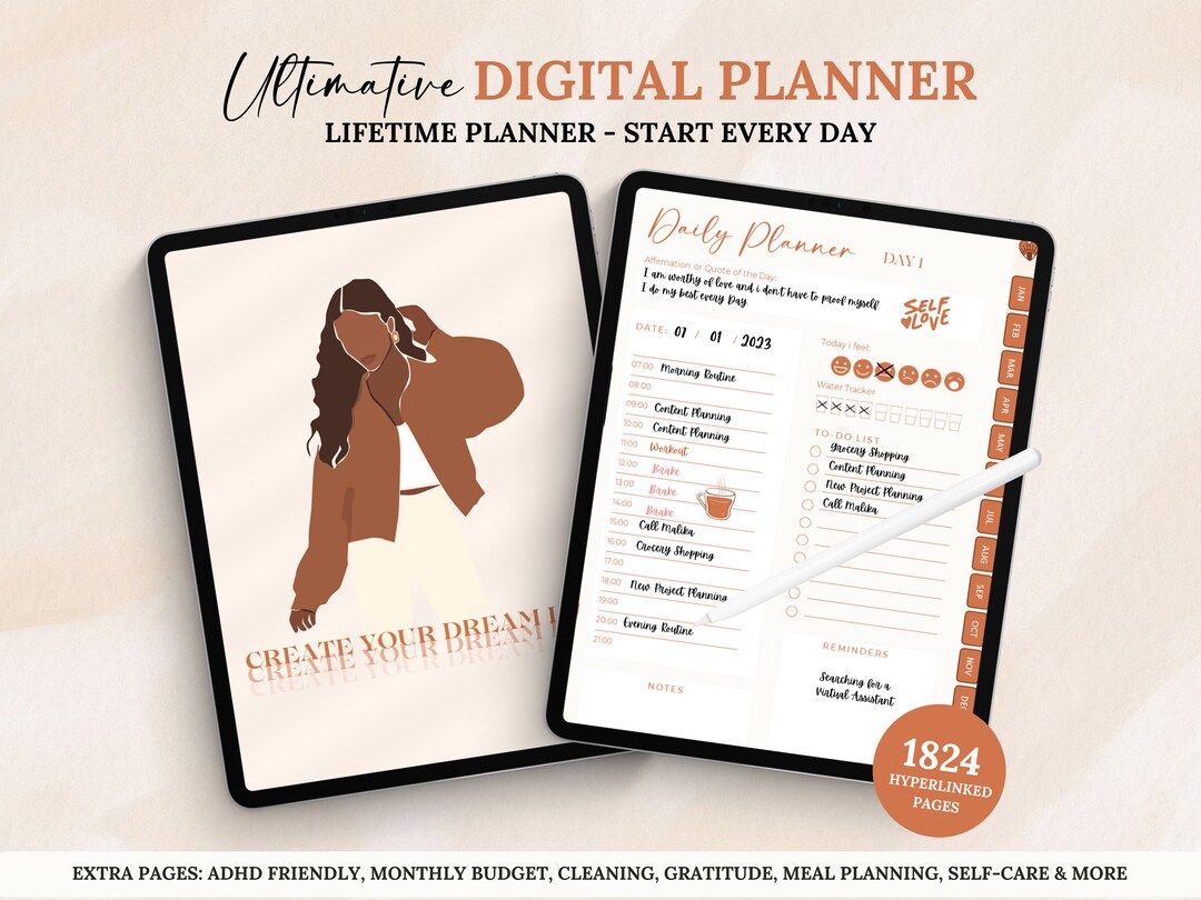 That Girl Undated Digital Planner, iPad Android Goodnotes Planner ...