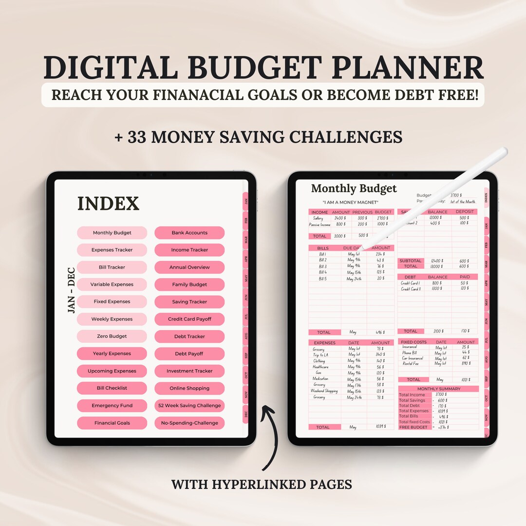 Digital Budget Planner for Ipad, Budgeting Planner, Monthly Budget ...