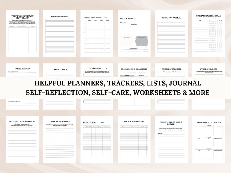 Addiction Recovery Planner, Self Care Tracker (printable PDF) - Etsy