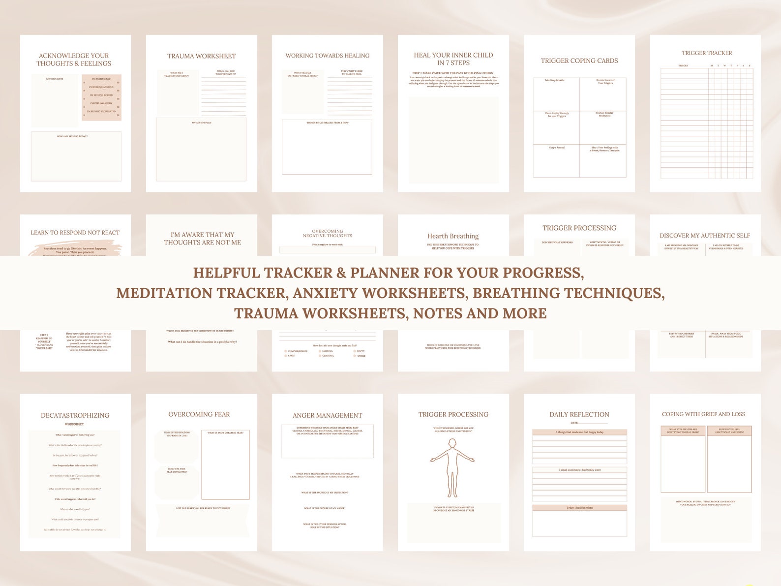 PTSD Worksheets Printable Trauma Processing Journal Workbook Dbt CBT ...