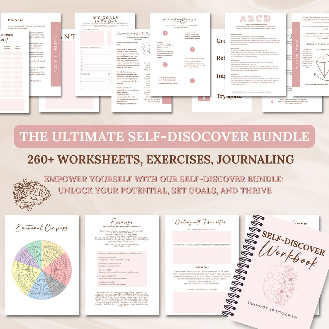 Self Worth Discovery Therapy Bundle Self Love Printable Self Care ...