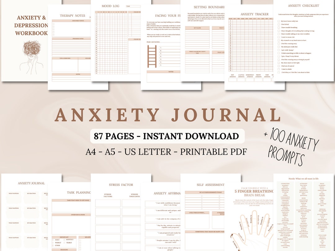 Therapy Journal Mental Health Journal Wellness Planner Anxiety - Etsy