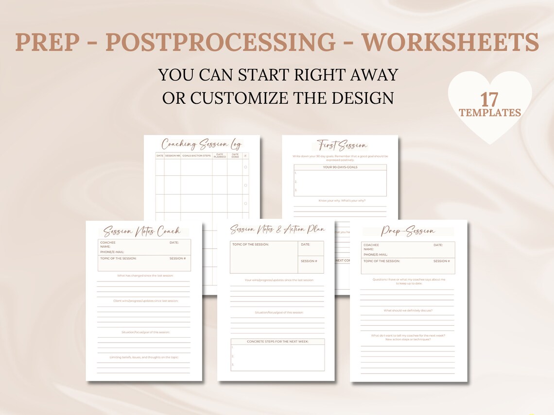 Life Coaching Worksheet Templates Client Session Note Life - Etsy