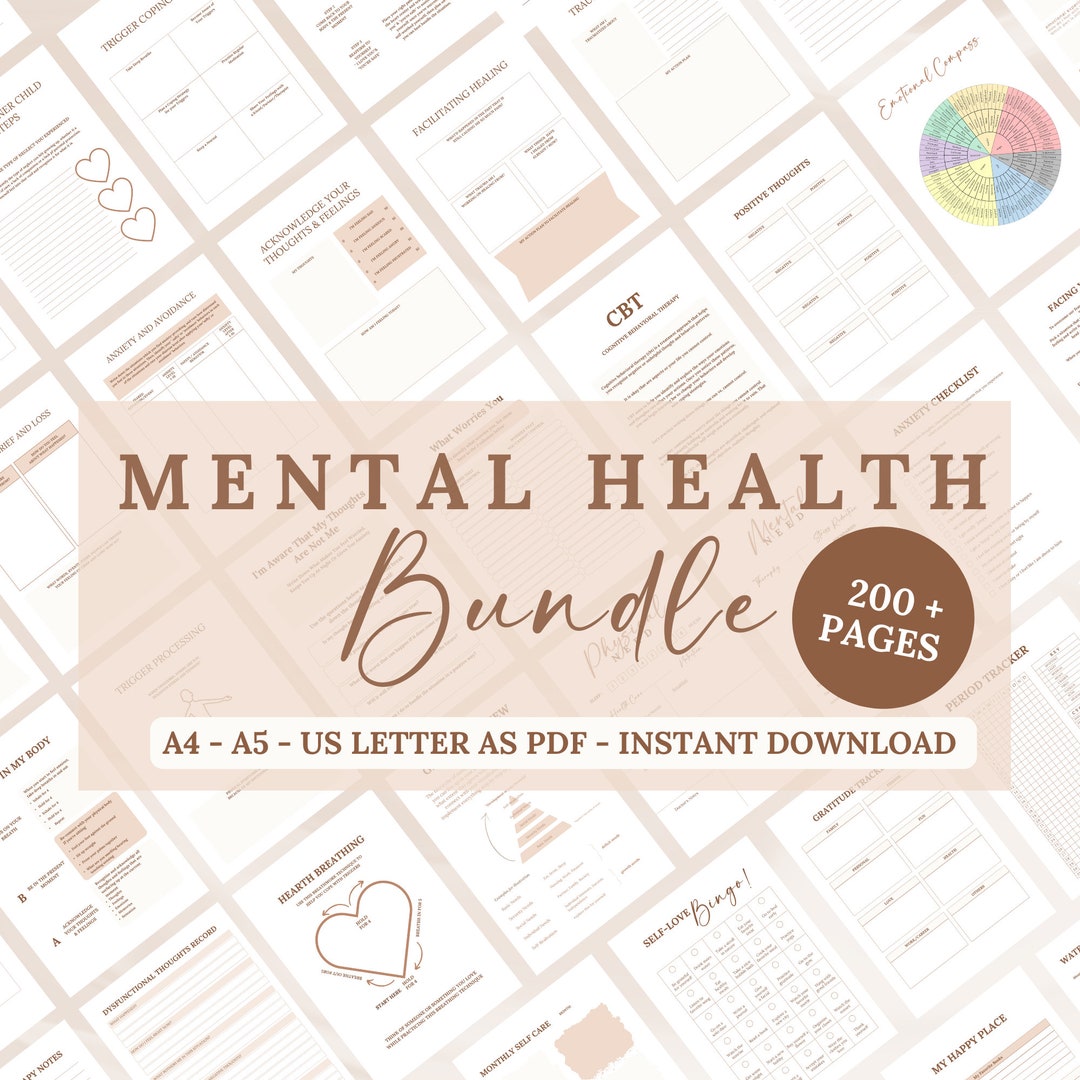 Mental Health Bundle Printable Therapy Journal Worksheets PTSD Anxiety ...
