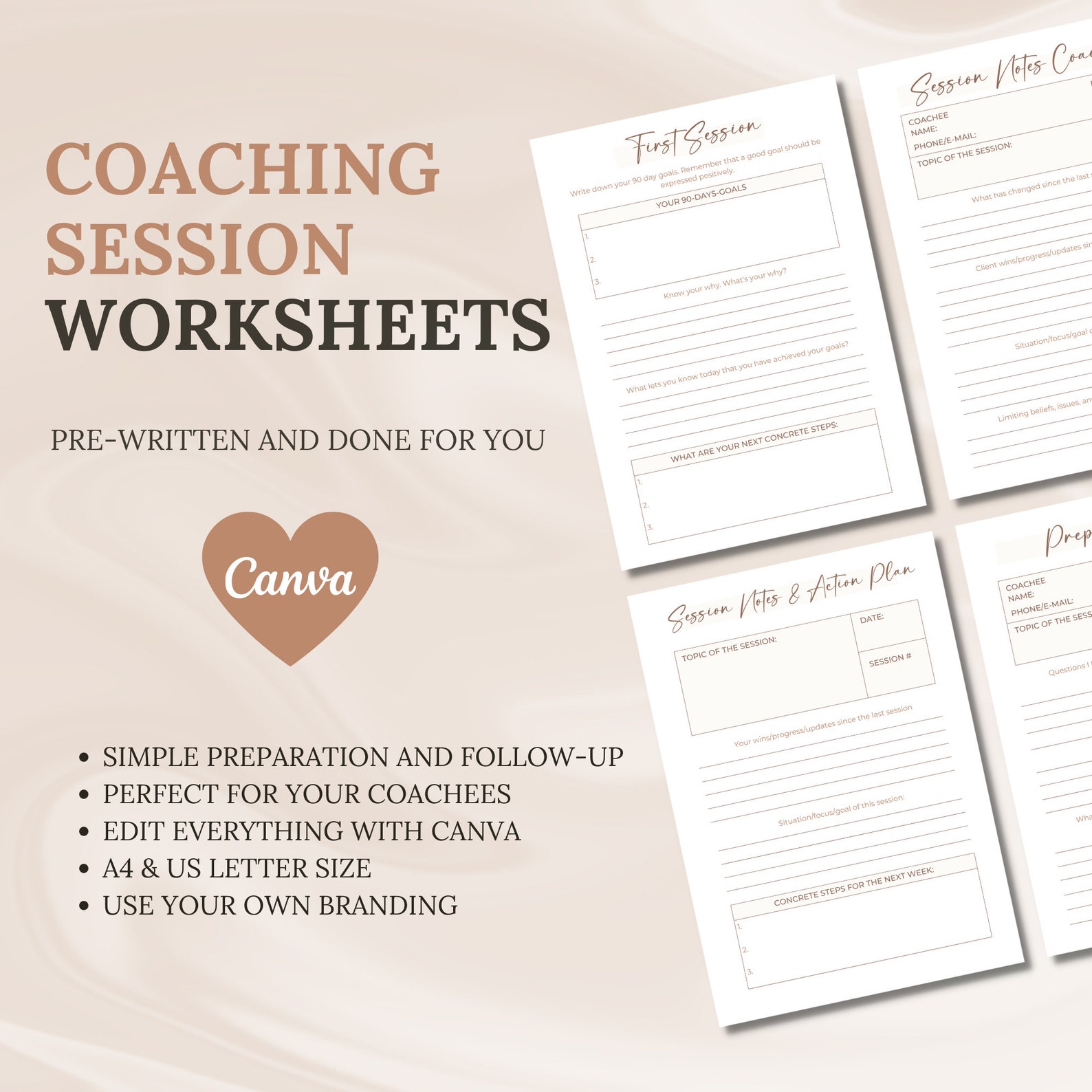 Life Coaching Worksheet Templates Client Session Note Life Coaching ...