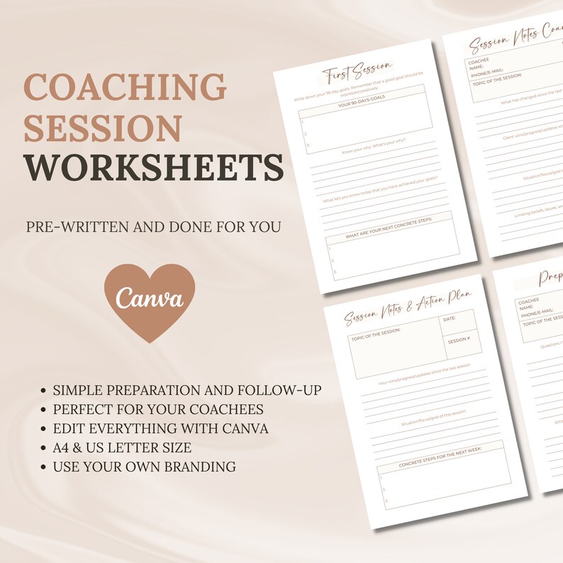 Life Coaching Worksheet Templates Client Session Note Life Coaching ...