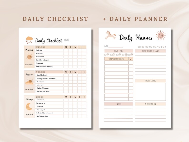 Kids Morning Routine Printable Chore Chart for Kids Printable Checklist ...