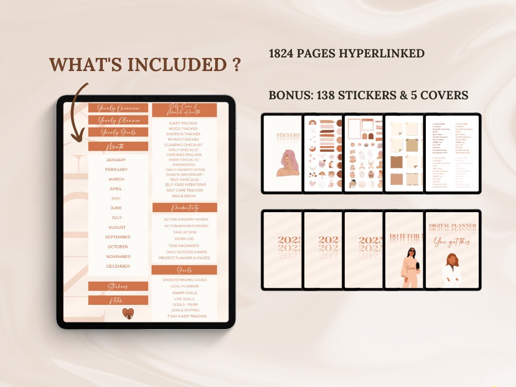 That Girl Undated Digital Planner, iPad Android Goodnotes Planner ...