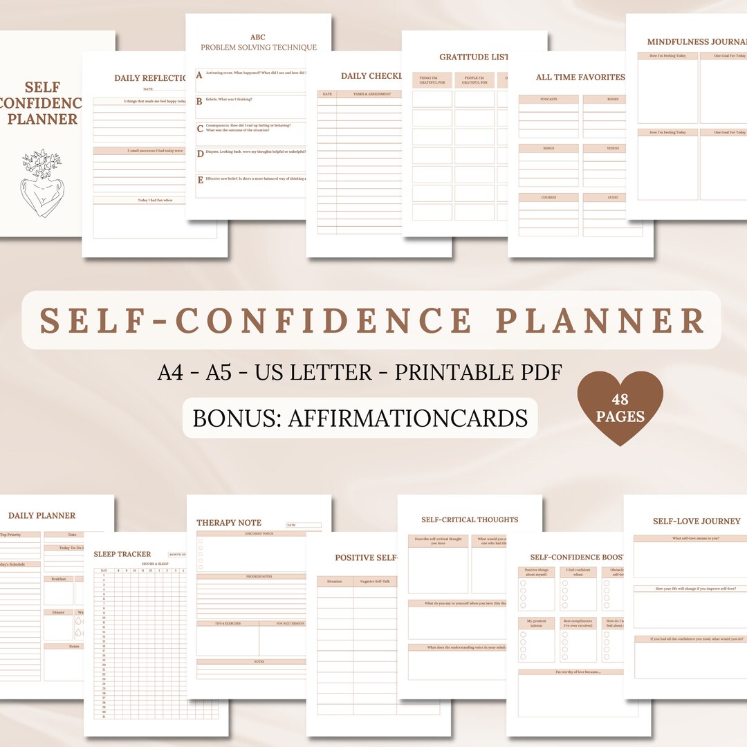Mindfulness Workbook Self-love Journal Self-confidence Planner ...