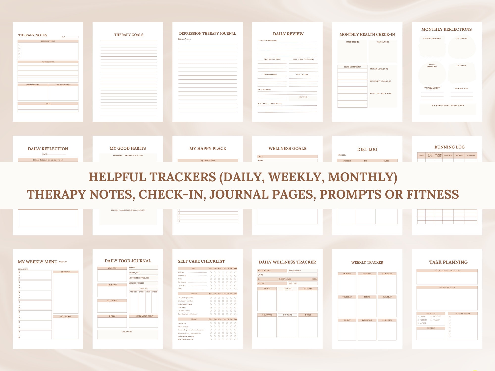 Self Care Bundle Printable Mental Health Bundle Printable Therapy ...