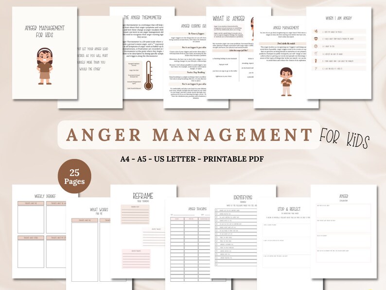 Anger Management for Kids Printable Emotional Worksheets Calming ...