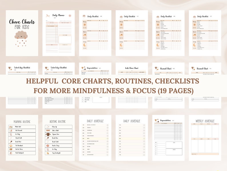 Kids Chore Chart Bundle Printable Daily Routine for Multiple Kids Daily ...