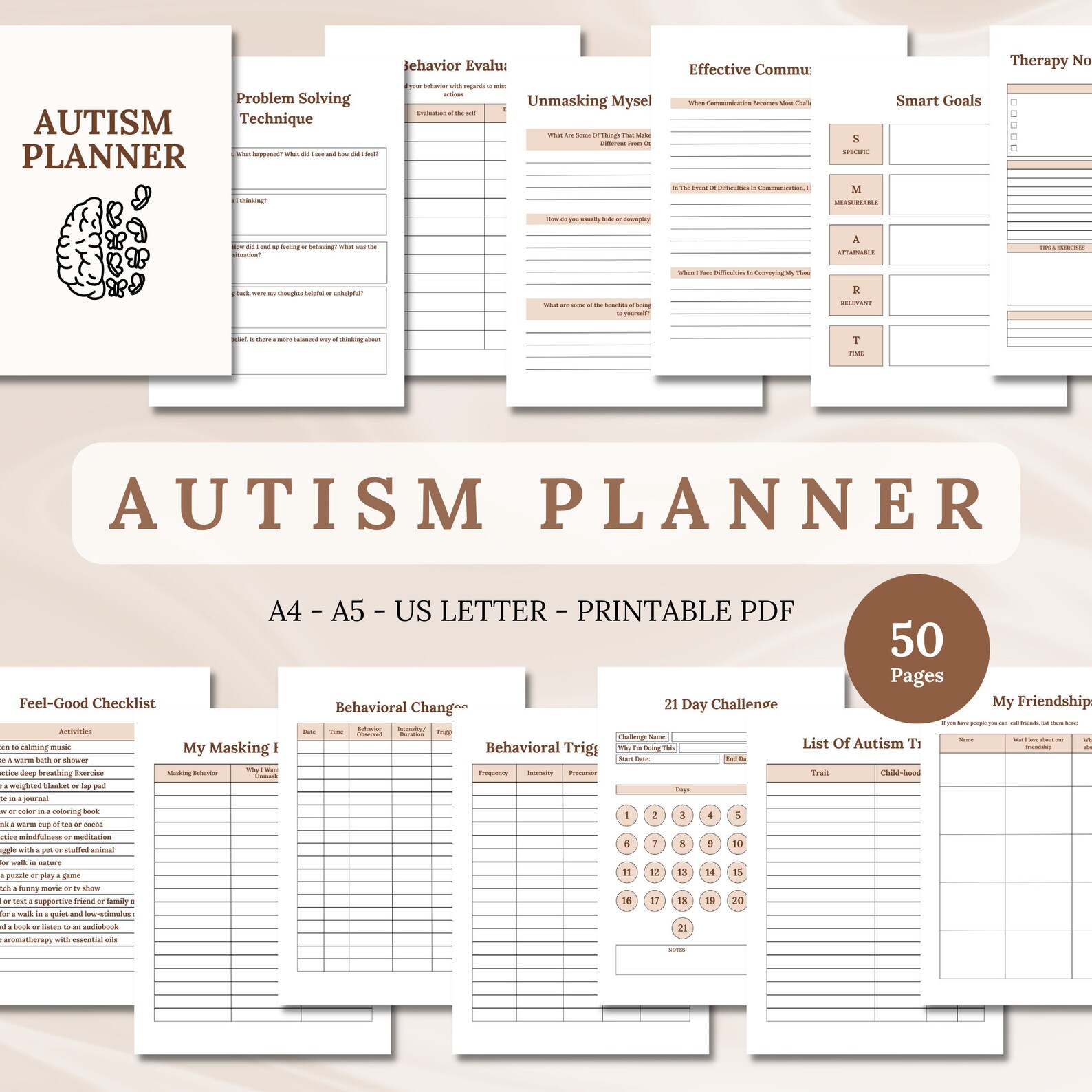 Autism Journal Printable Autism Worksheets Autistic Adult Gift Autism ...