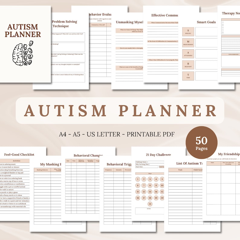 Autism Journal Printable Autism Worksheets Autistic Adult Gift Autism ...