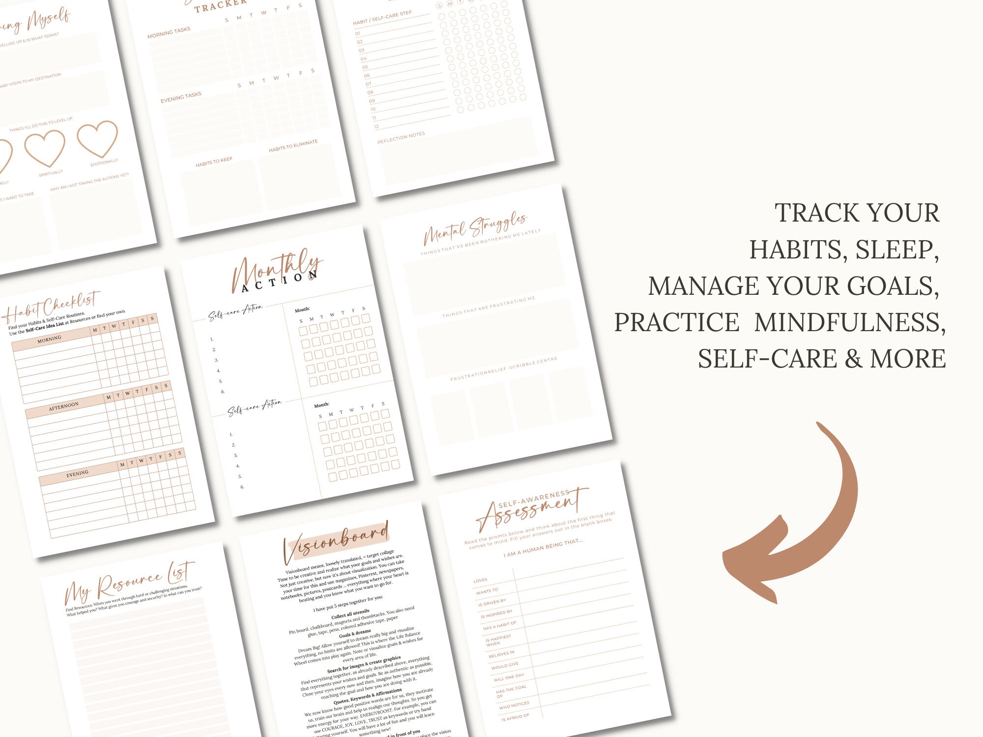 Self-care Planner Printable Mindfulness Kit Self-love - Etsy Australia