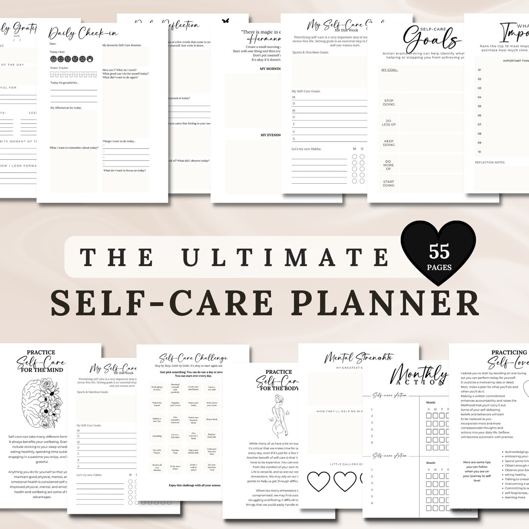 Self-love Worksheets Printable Self-care Journal Mindfulness Workbook ...