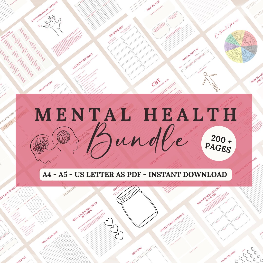 Mental Health Bundle Printable Self-care Therapy Worksheets PTSD ...