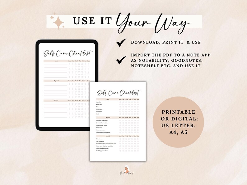 Self-care Checklist Bundle Printable, Daily, Self-care Planner, Self ...