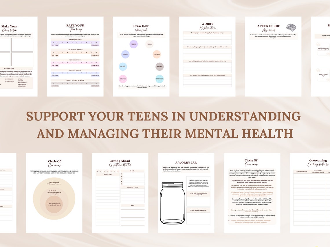 Teen Mental Health, Teen Therapy Journal, Teen Coping Skills - Etsy