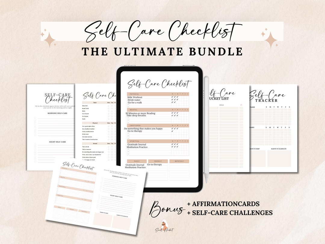 Self-care Checklist Bundle Printable, Daily, Self-care Planner, Self ...