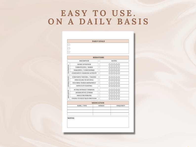 ADHD Behavior Tracker Printable ADHD Tracker Adult - Etsy UK