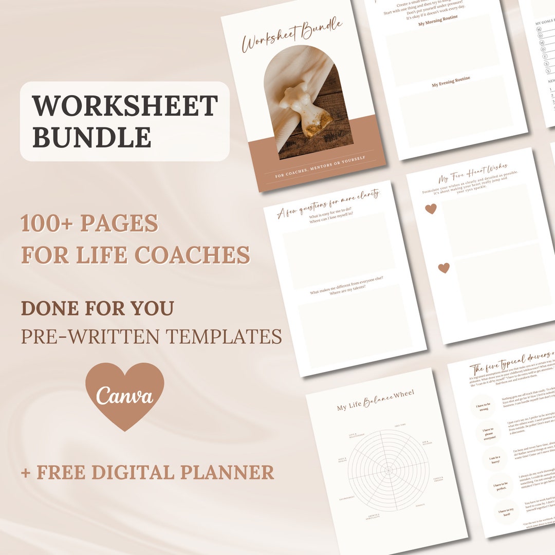Life Coaching Worksheet Templates: Self-love Workbook, Coaching Tools ...