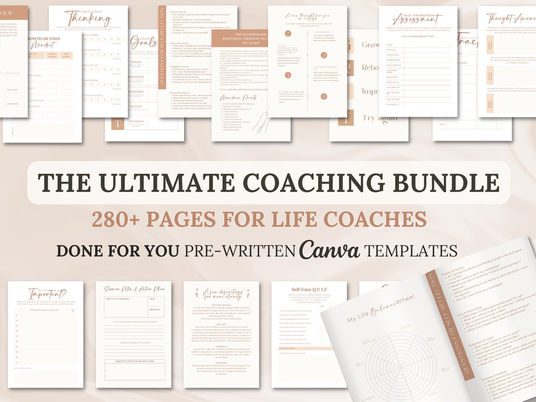 Life Coaching Workbook Bundle Self Love Workbook Life Coaching Tools Coaching Worksheet Template ...