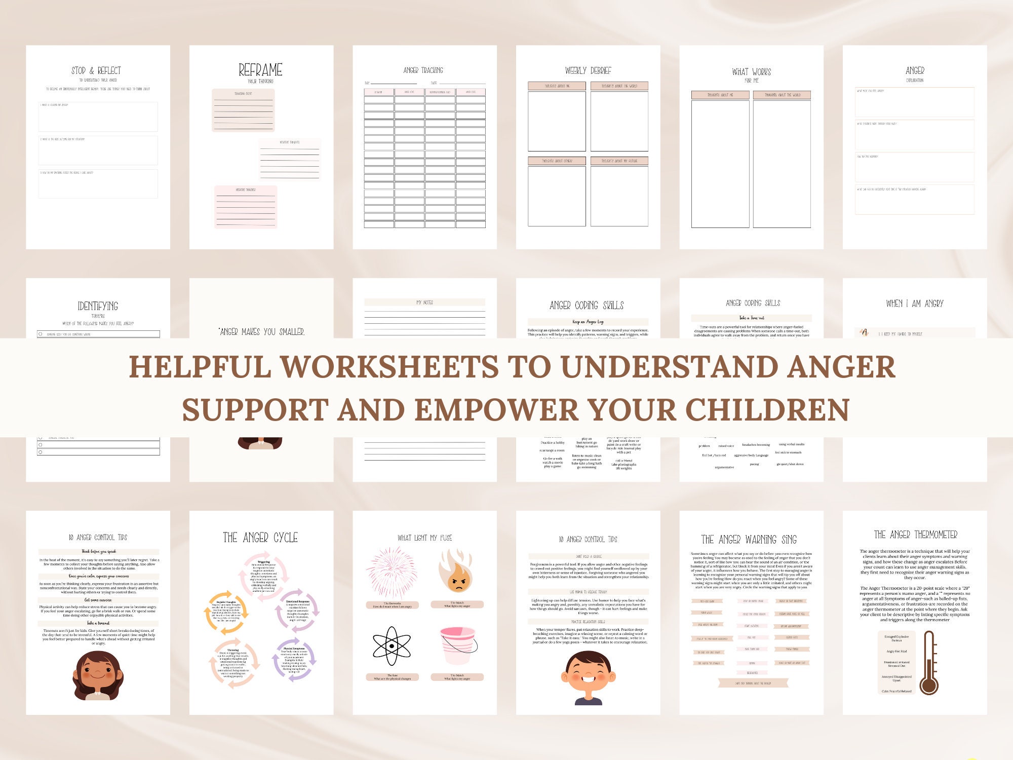 Anger Management for Kids Printable Emotional Worksheets Calming ...