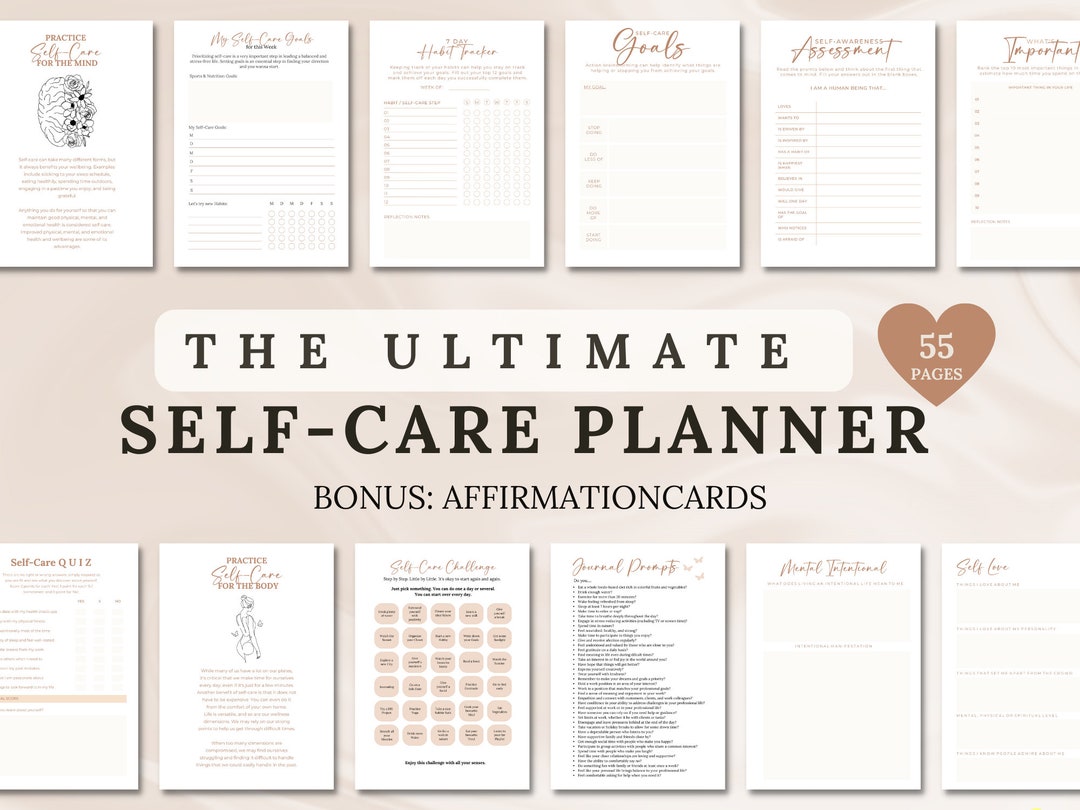 Self-care Planner Printable Mindfulness Workbook Self-love - Etsy