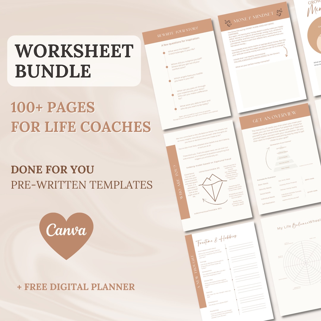Life Coach Worksheet Bundle: Canva Templates, Lead Magnet (digital) - Etsy