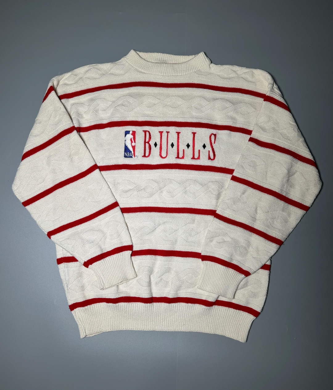 Nutmeg Sweater Chicago Bulls NBA Cable-knit Made in USA Michael Jordan ...