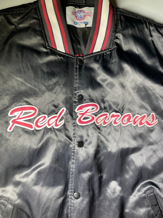 STARTER Vintage Red Barons Jacket Bomber Satin Rare 9… - Gem