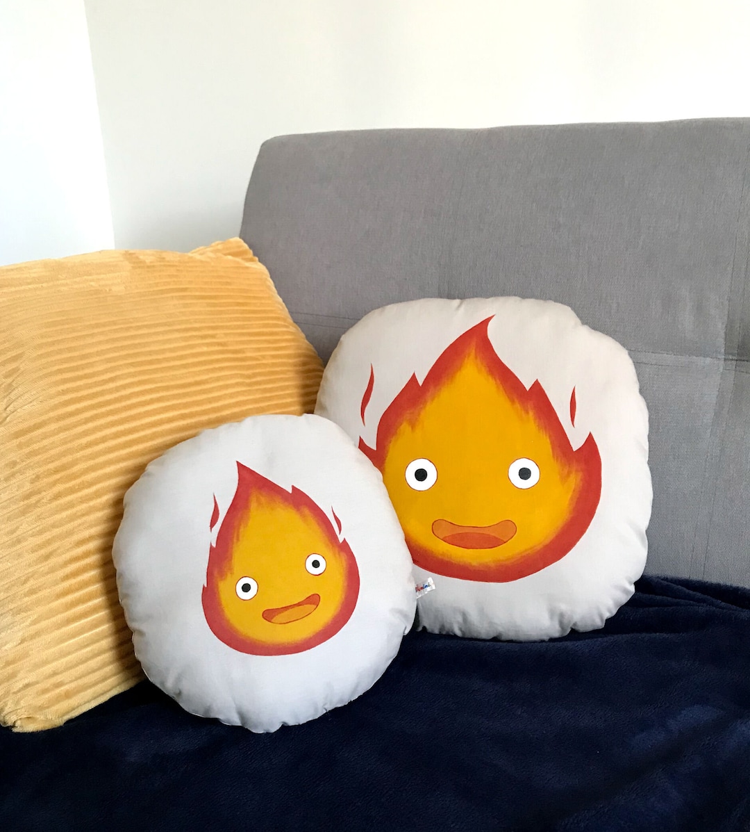 Decorative Hand Painted Pillows Calcifer Handmade Ghibli Anime Howl's ...