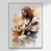 Jesus Playing Guitar, Music Lover Gift Idea, Fun Christian Watercolor ...