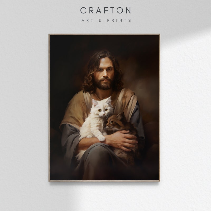 Cat Jesus Art - Etsy